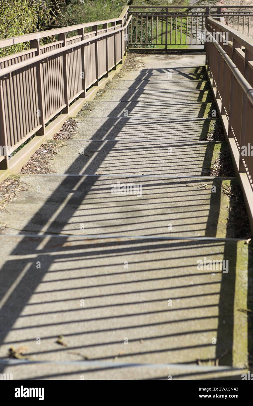 Pedestrian footbridge over A3 metal and concrete structure with ...