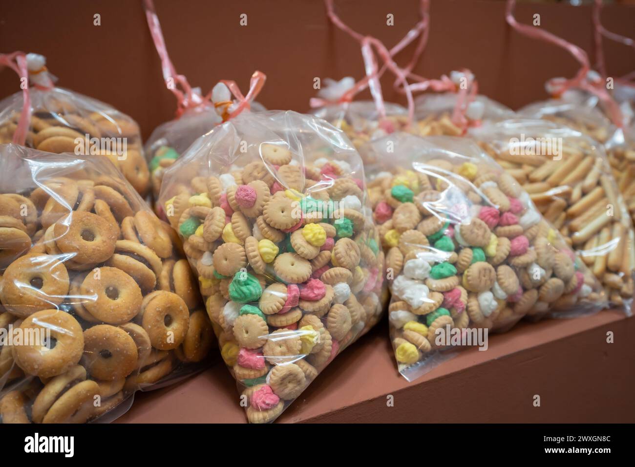 Various types of biscuits selling at the stall Stock Photo - Alamy