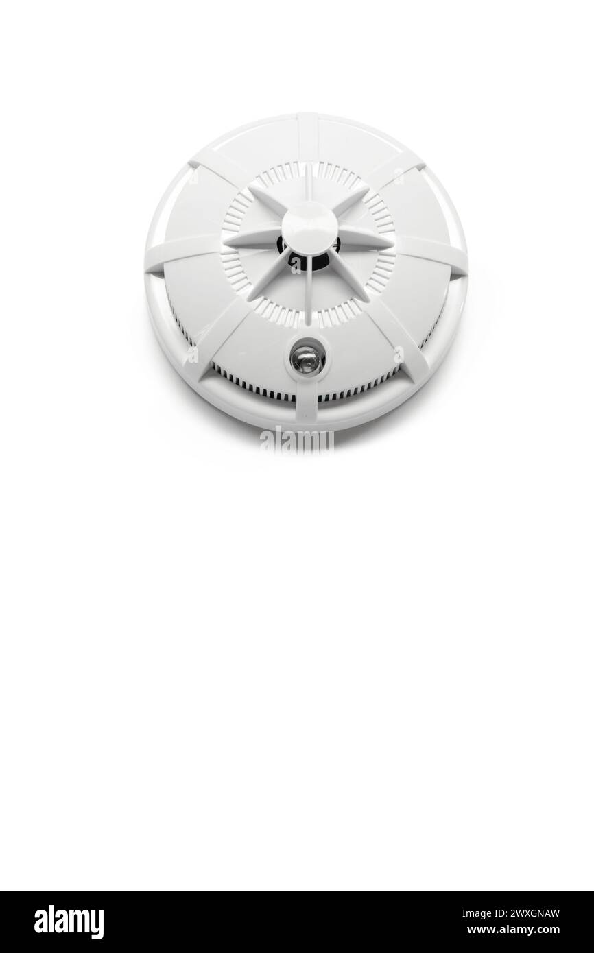 Smoke alarm isolated on white Stock Photo - Alamy