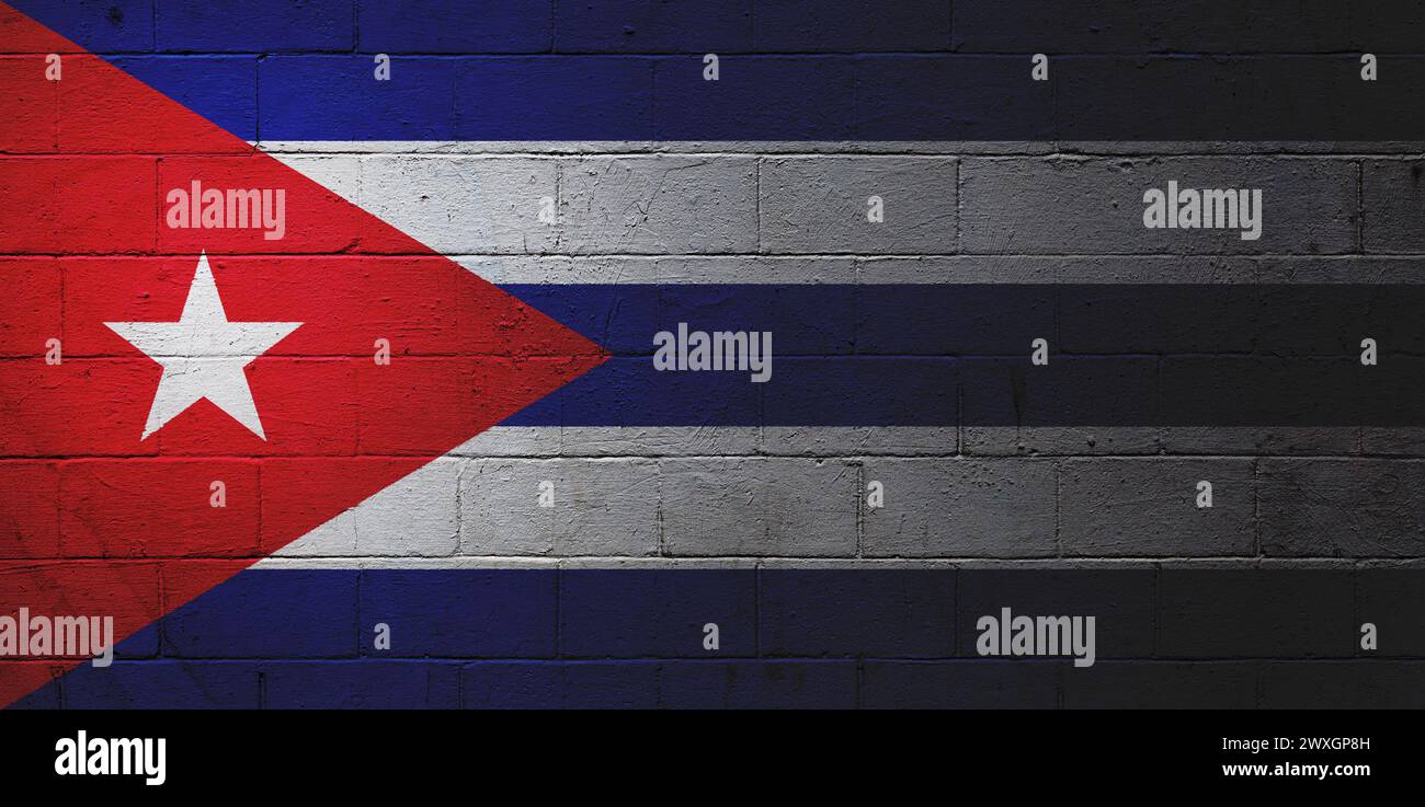 Flag of Cuba painted on a cinder block wall Stock Photo - Alamy