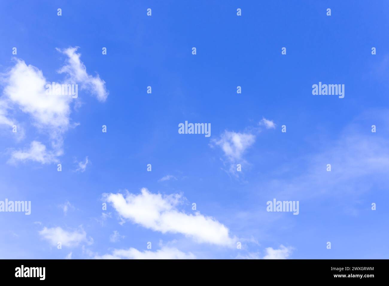 Beautiful blue sky with strange shape of clouds in the morning or ...