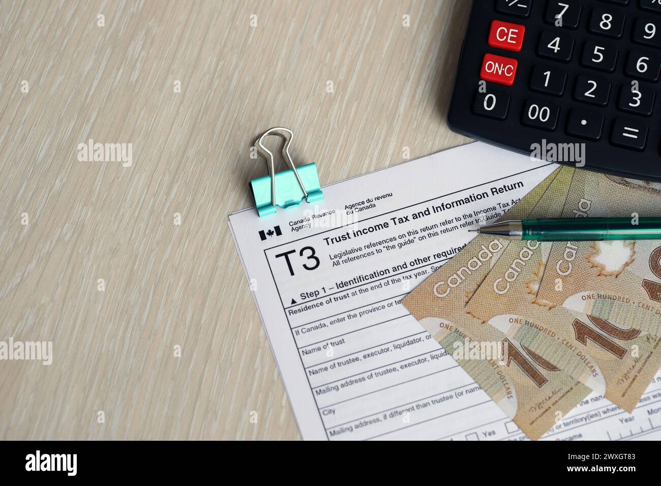 Canadian T3 tax form Trust income tax and information return lies on ...