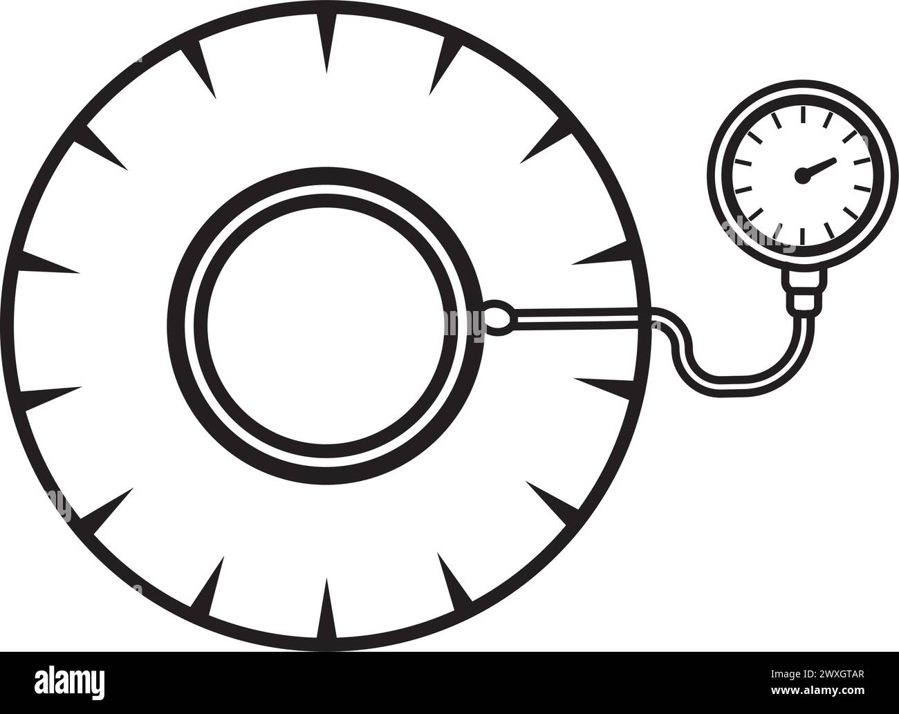 Tire pressure gauge icon.Car wheel with manometer illustration logo ...