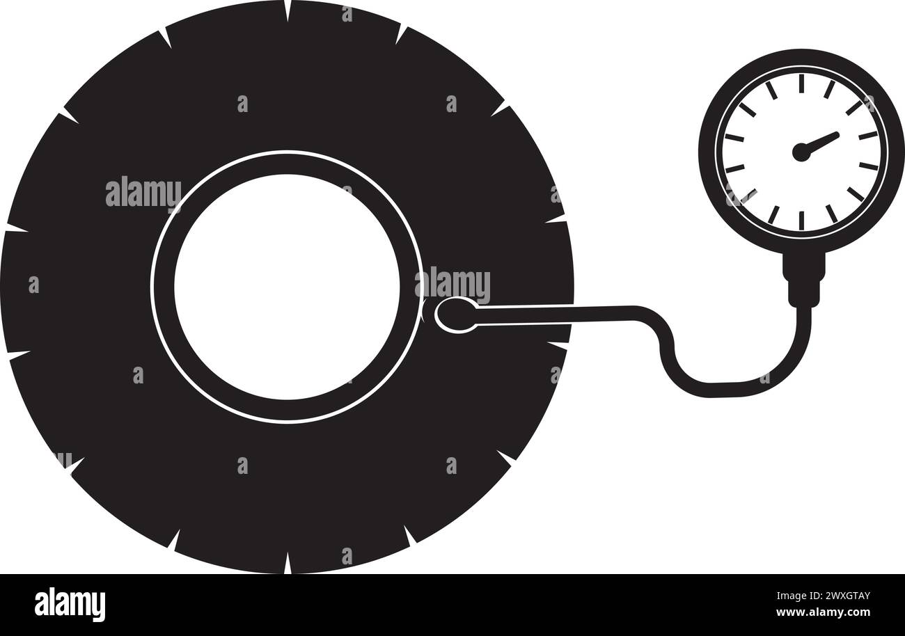 Tire pressure gauge icon.Car wheel with manometer illustration logo ...