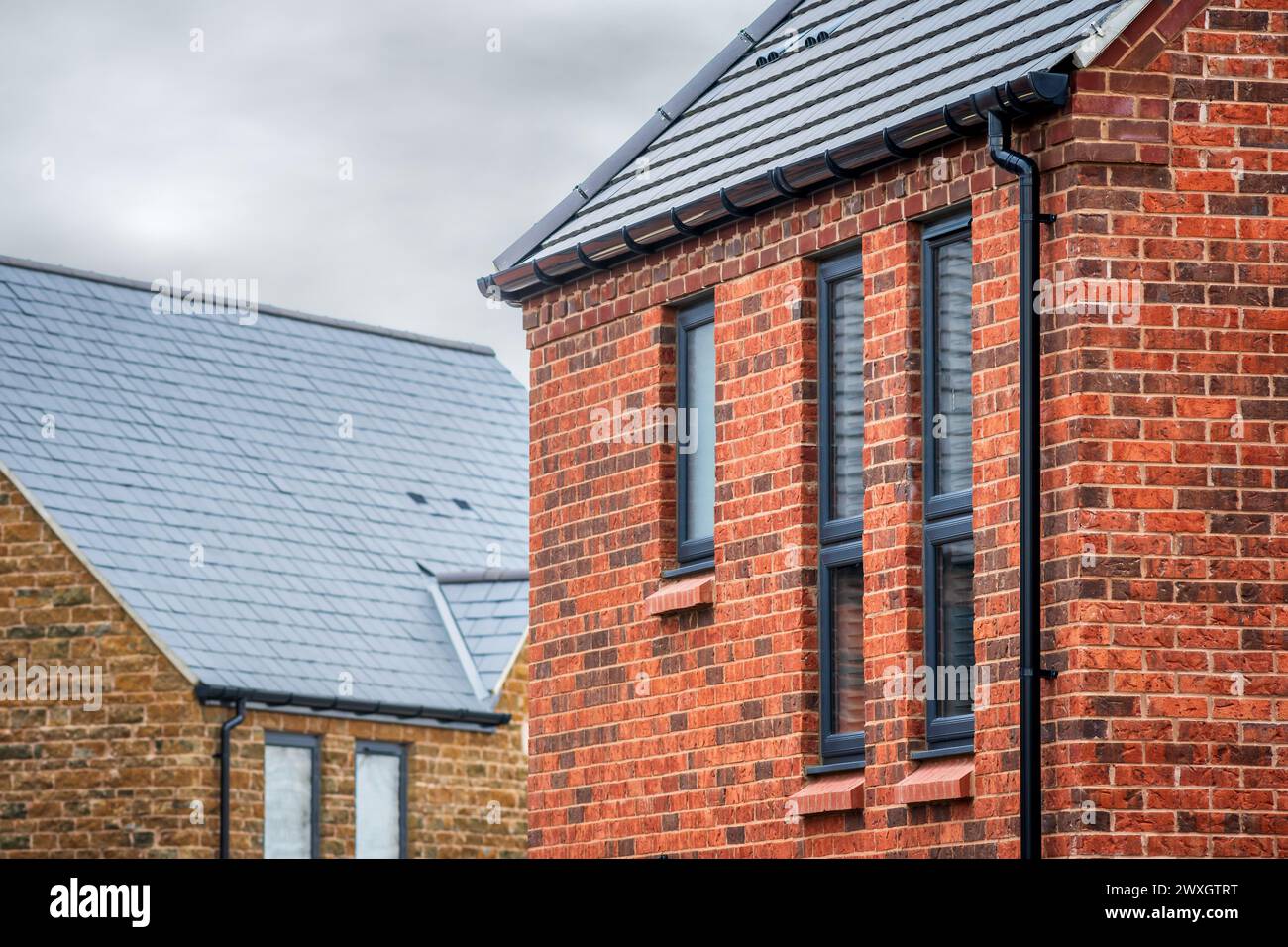 Day view of New Build Development Estate in UK Stock Photo - Alamy