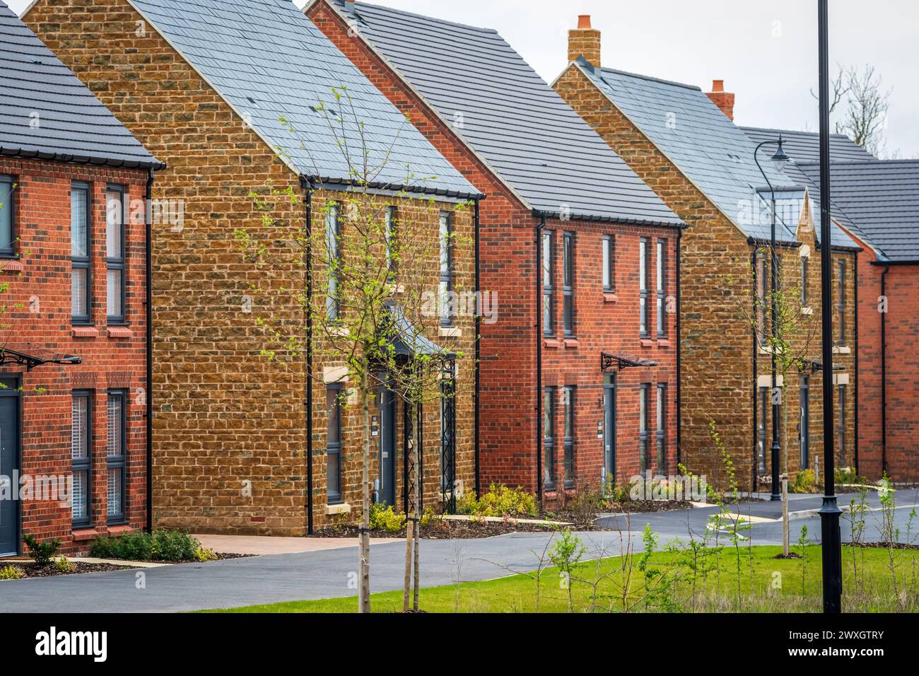 Day view of New Build Development Estate in UK Stock Photo - Alamy