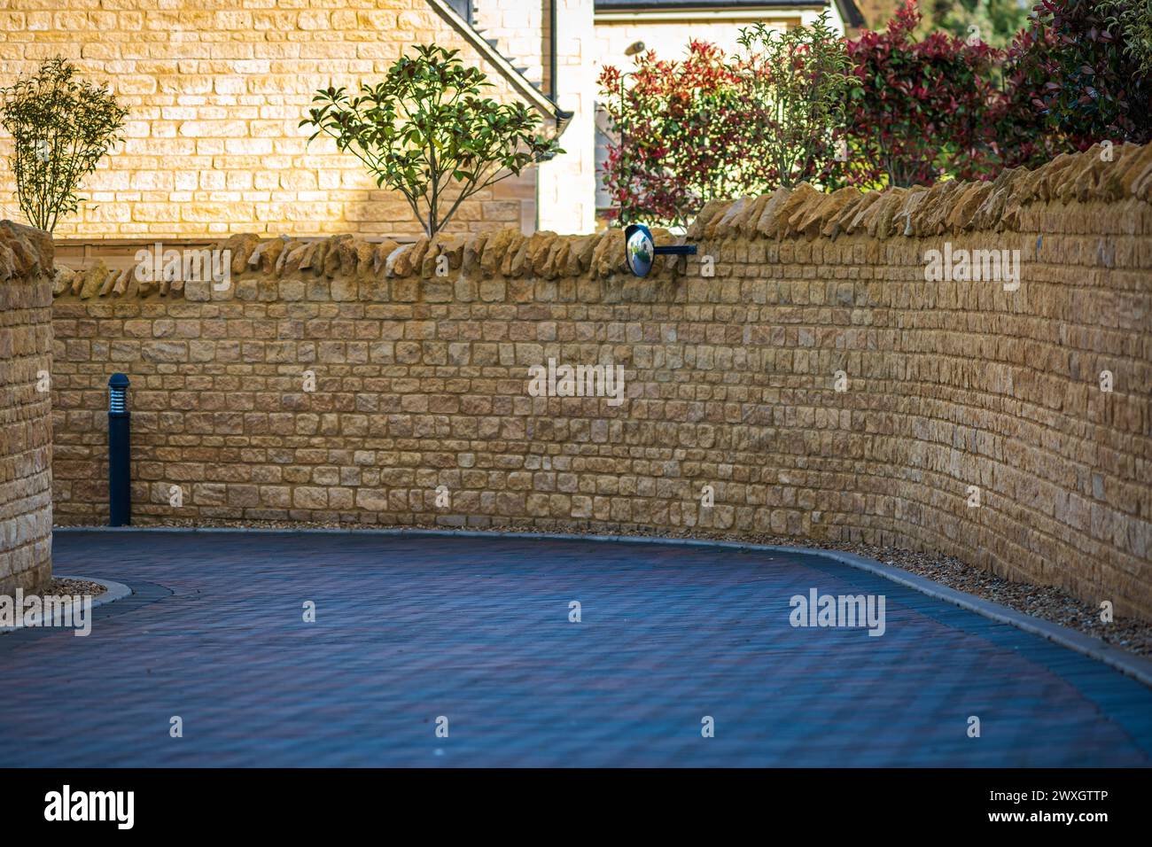 New build cotswold stone brick house in england uk Stock Photo - Alamy