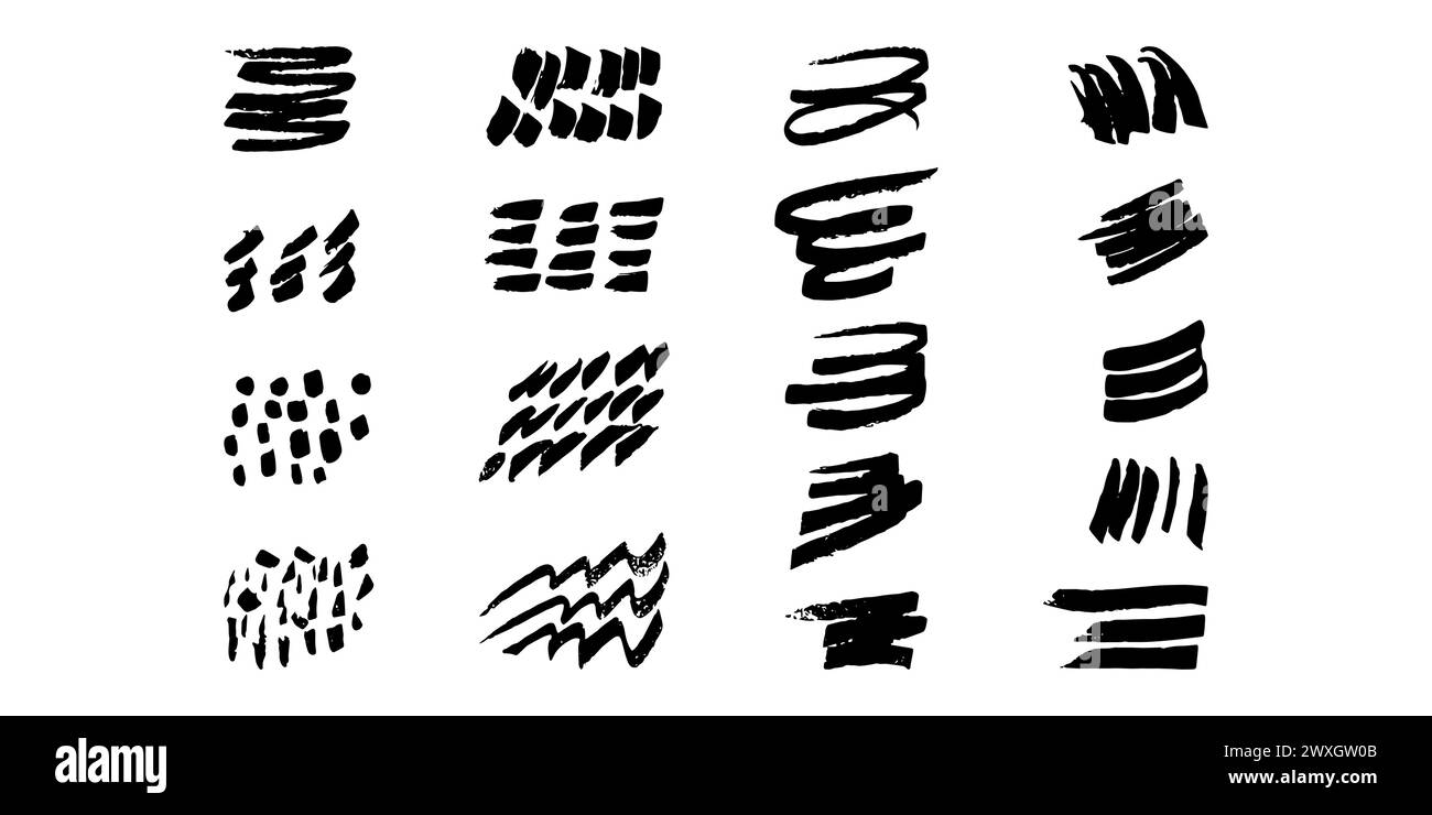 Brushes and elements for notes highlighting text. Strokes line point ...