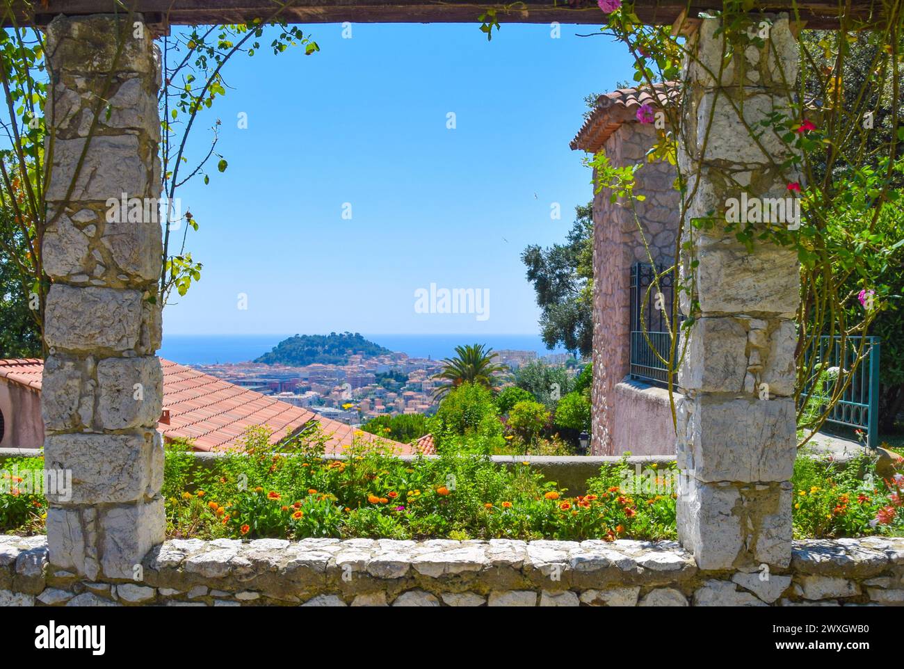 Nice, France. 18th July 2018: Scenic view of Nice from the pavilion in ...