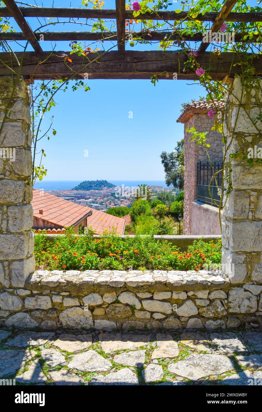 Nice, France. 18th July 2018: Scenic view of Nice from the pavilion in ...