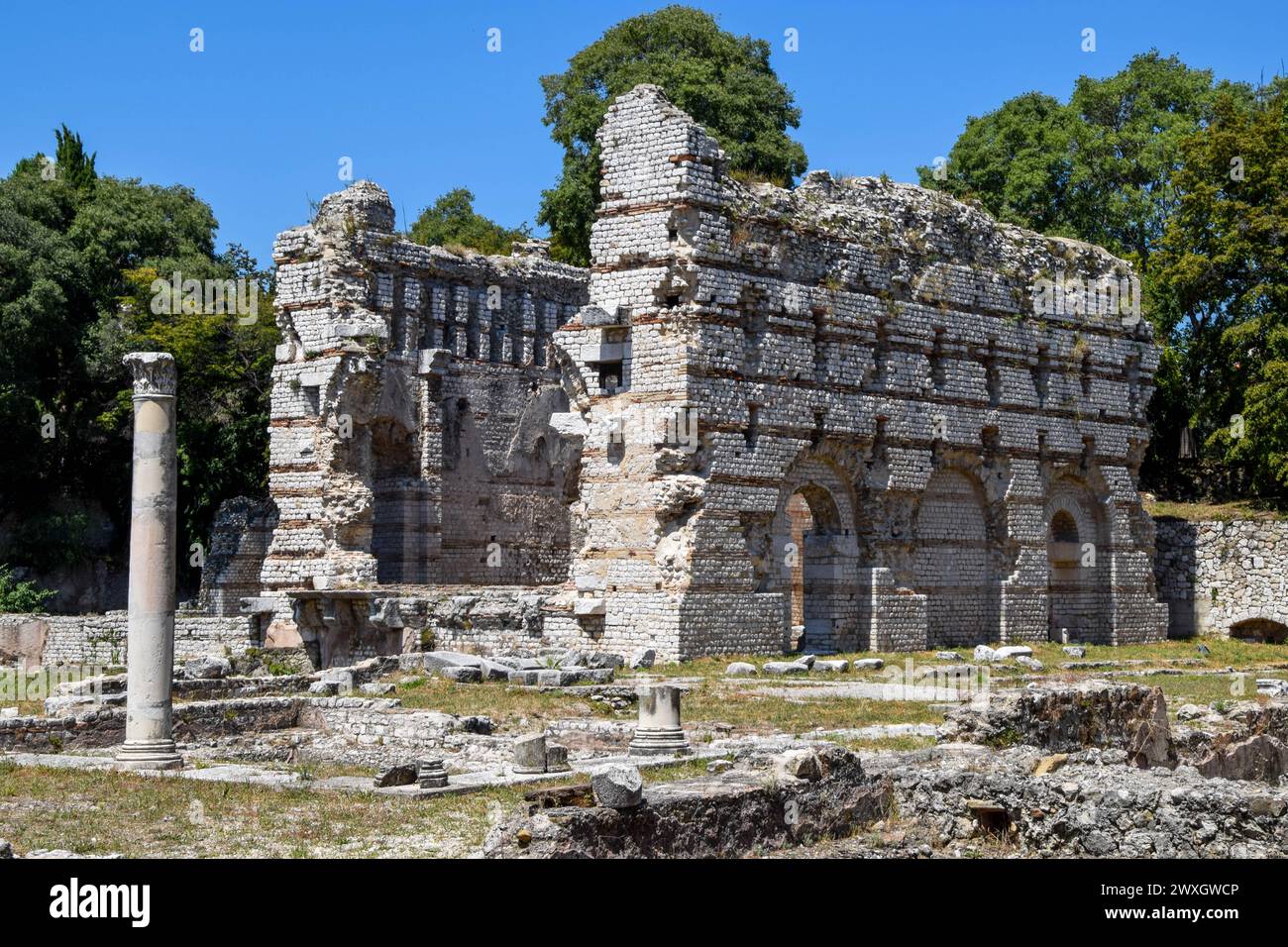 Nice, France. 18th July 2018: Ancient Roman baths ruins in Cimiez ...