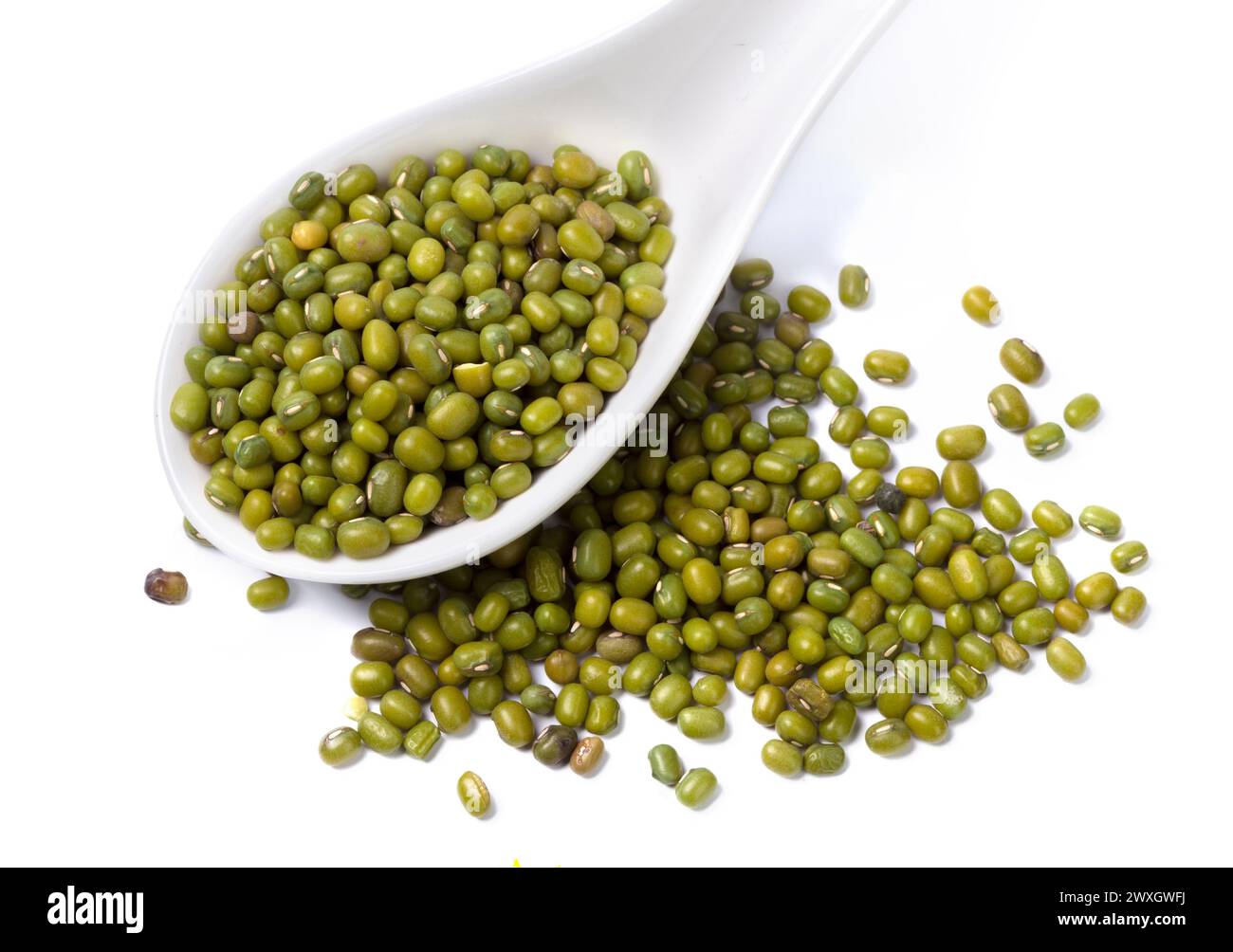Mung beans isolated on white background Stock Photo - Alamy