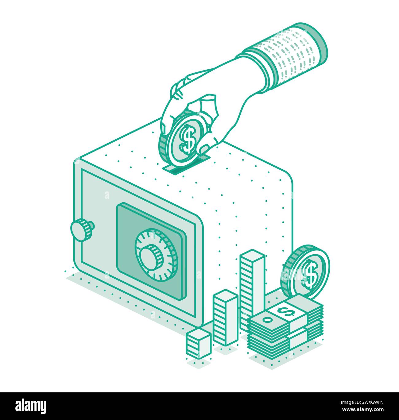 Saving money put in Stock Vector Images - Alamy