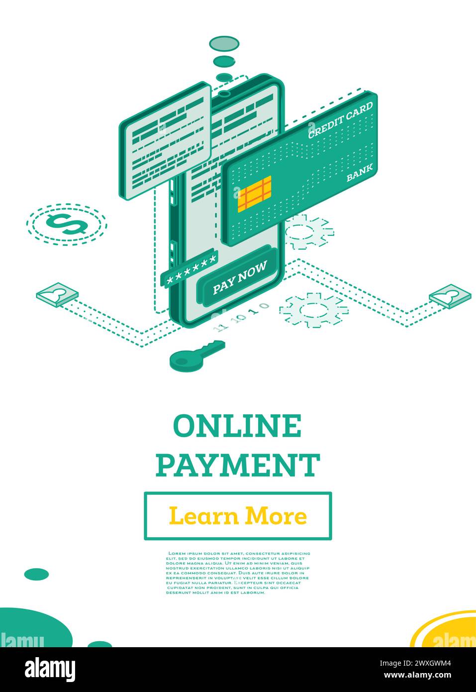 Online Outline Payment with Mobile Phone Isometric Illustration Concept ...