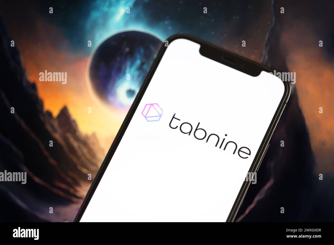 KYIV, UKRAINE - MARCH 17, 2024 Tabnine logo on iPhone display screen ...