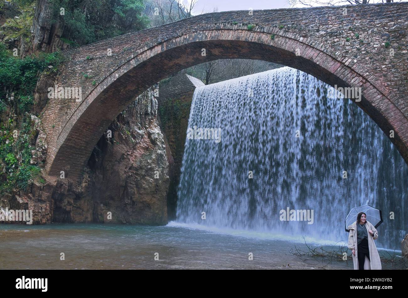 Palaiokarya bridge waterfall thessaly hi-res stock photography and ...