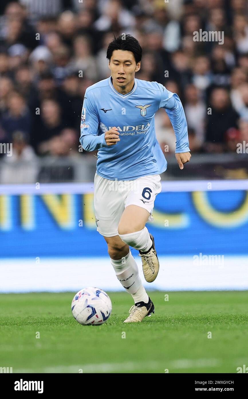 Lazio's Japanese midfielder Daichi Kamada controls the ball during the ...