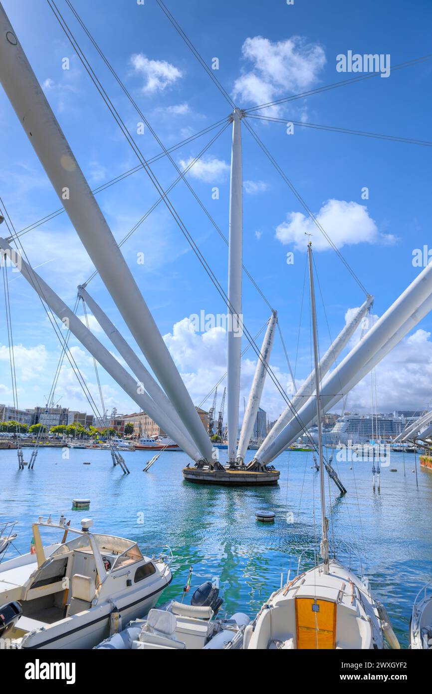 Genoa cityscape in Italy: view of Old Port Stock Photo - Alamy
