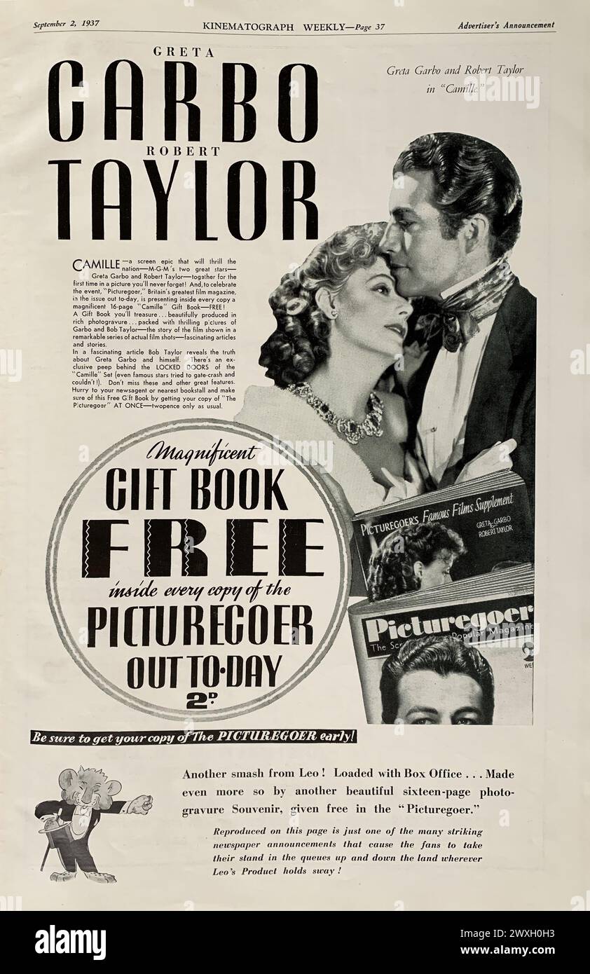 Ad from 1937 for the latest edition of the British film magazine ...