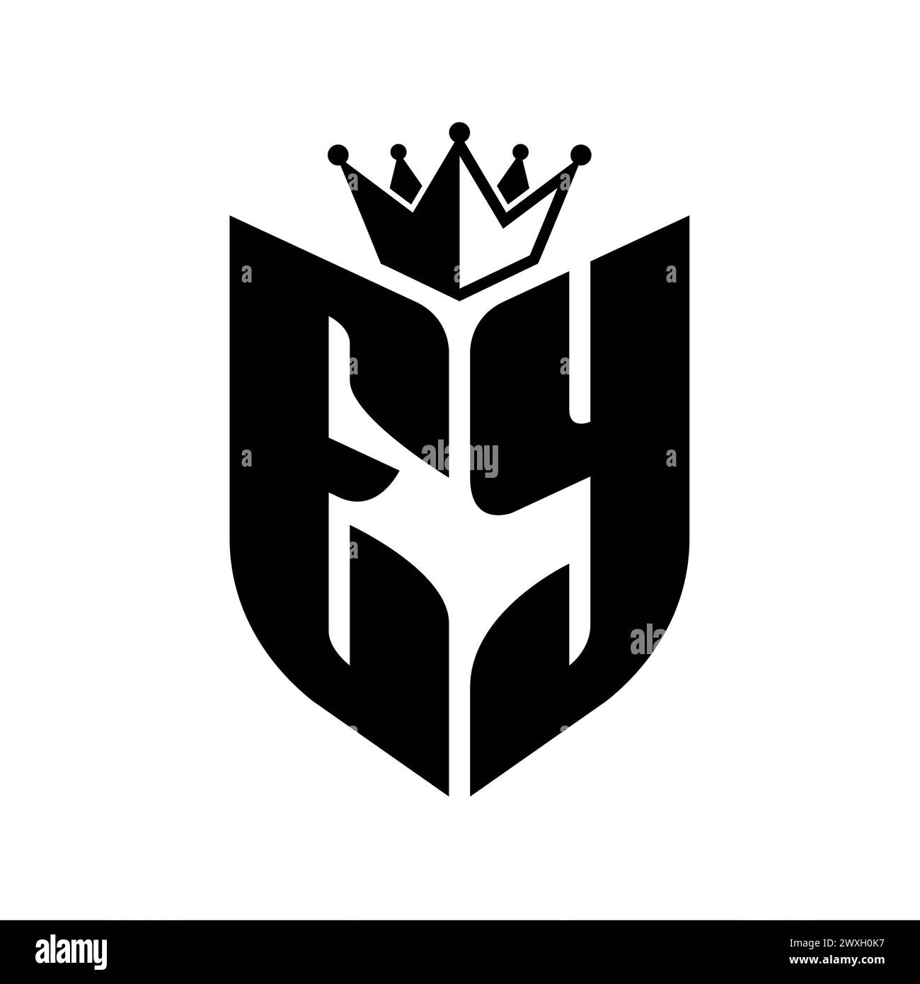 EY Letter monogram with shield shape with crown black and white color ...
