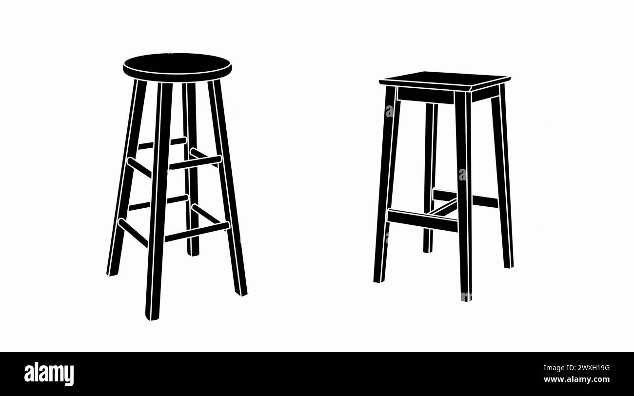 Stool Set. Vector isolated editable set of stools Stock Vector Image ...