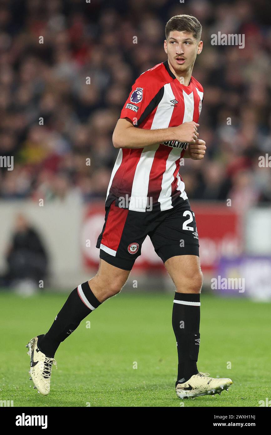London, UK. 30th Mar, 2024. Vitaly Janelt of Brentford during the ...