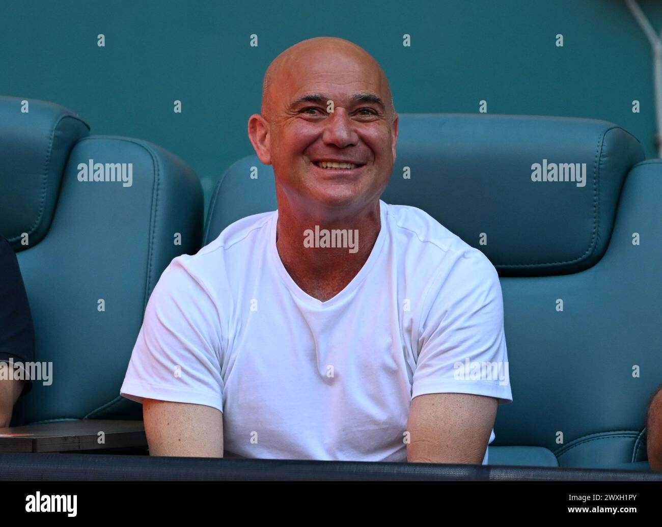 Miami Gardens FL, USA. 30th Mar, 2024. Andre Agassi is seen watching ...