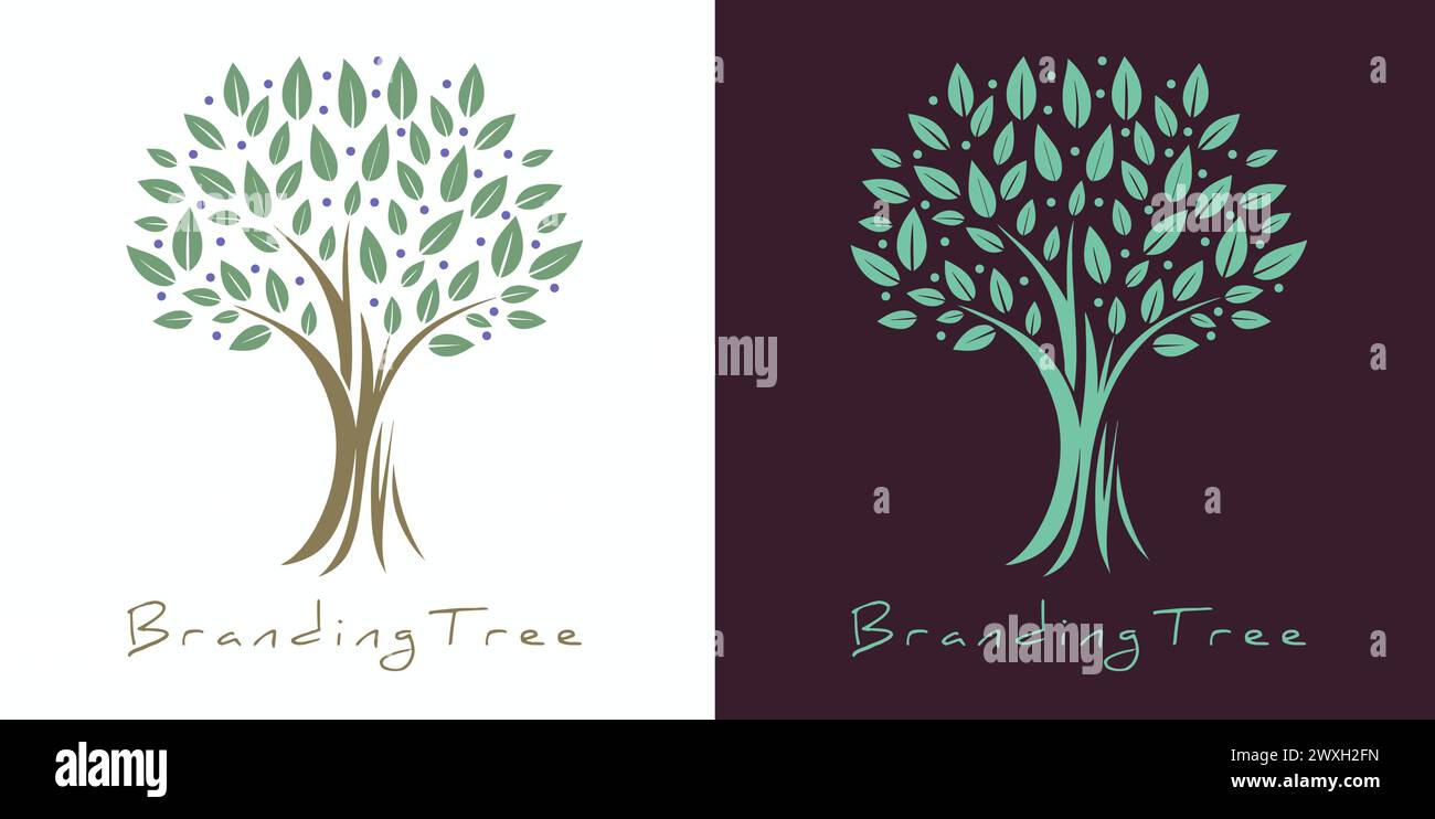 Branding Tree. Symbol of Nature, Health and Ecology. Symbol of organic ...