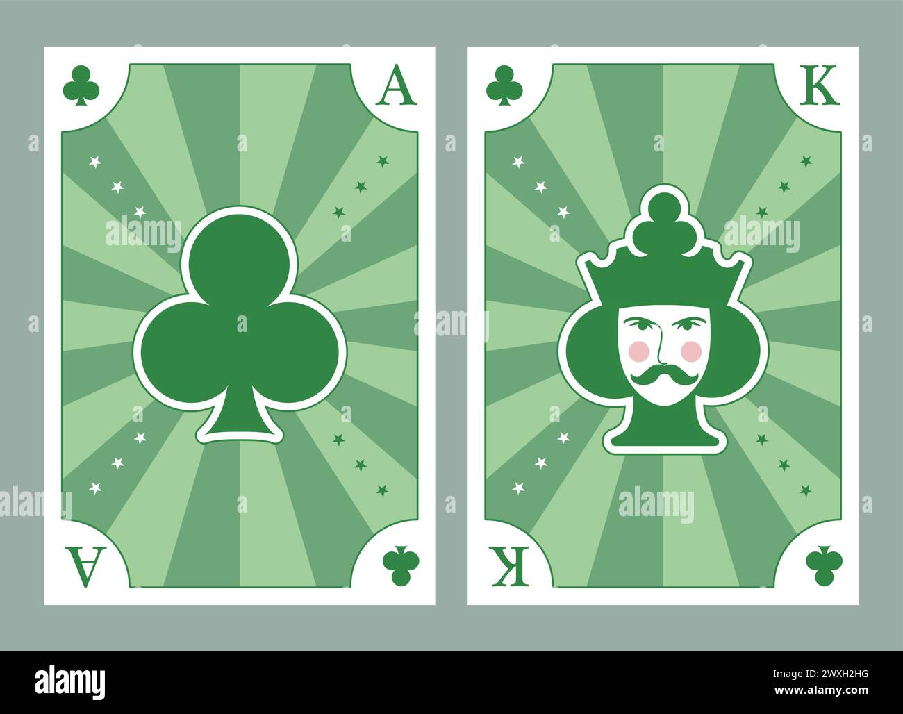 Playing card poker stylized figures, vintage circus poster style ...