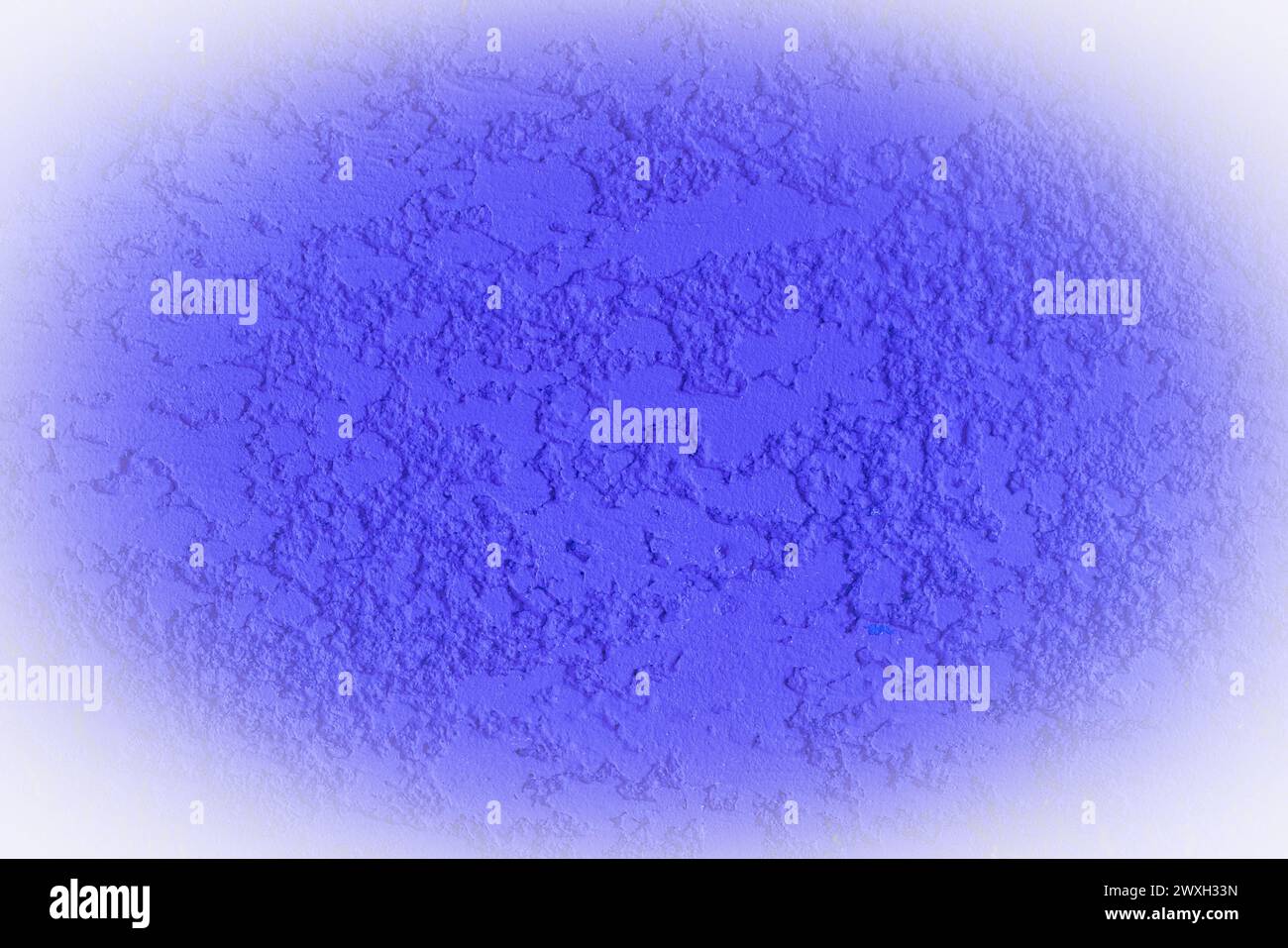 White vignette abstract design blue paint on plaster wall texture ...