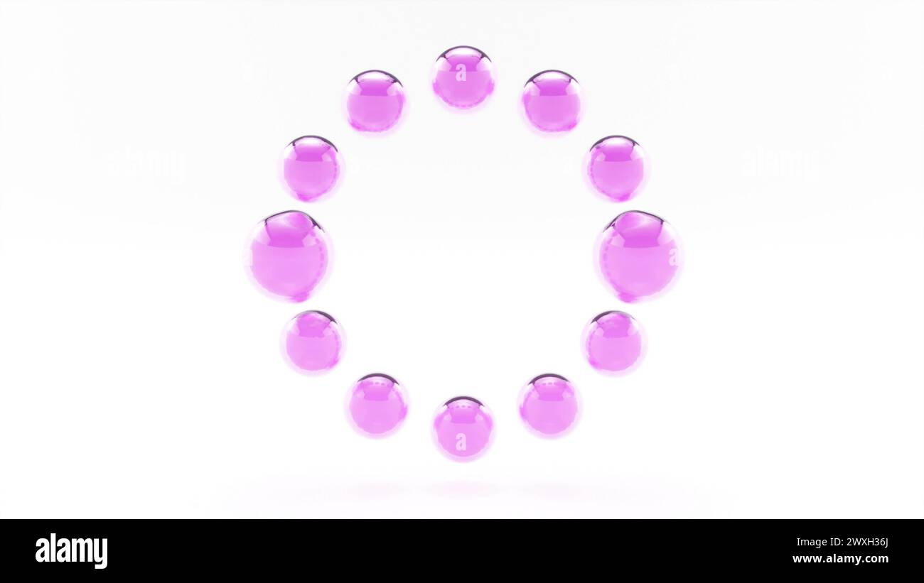 Pink spheres in circular formation on white background 3d render Stock ...