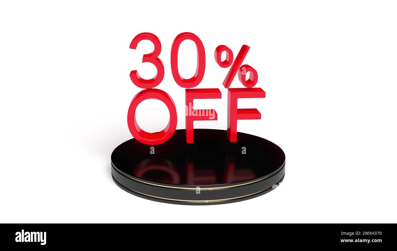 3d red discount 30 off sign on white background 3d render Stock Photo ...