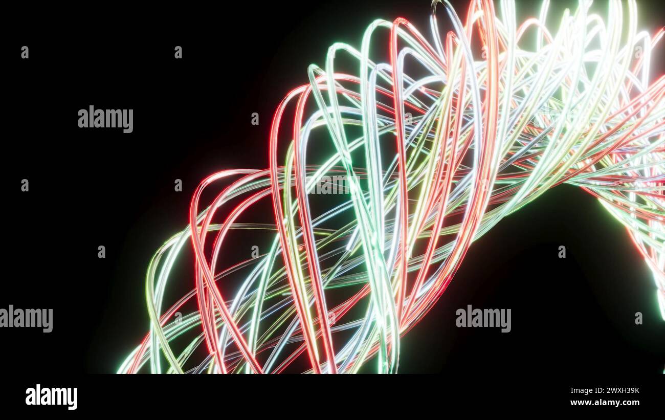 Color glass Abstract light trails on black background 3d render Stock ...