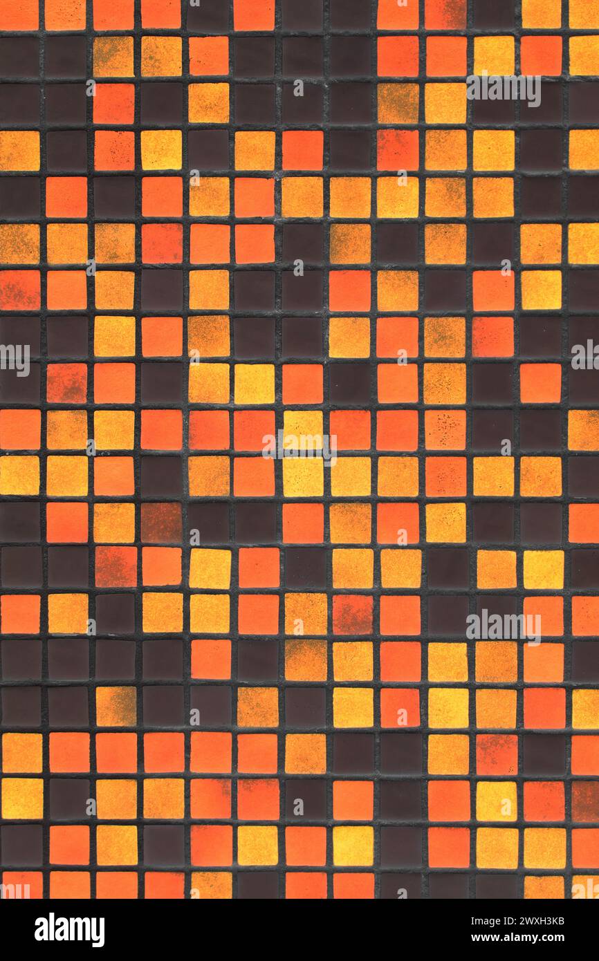 Ceramic Orange Bright Mosaic Tile Square Color Wall Texture Background ...