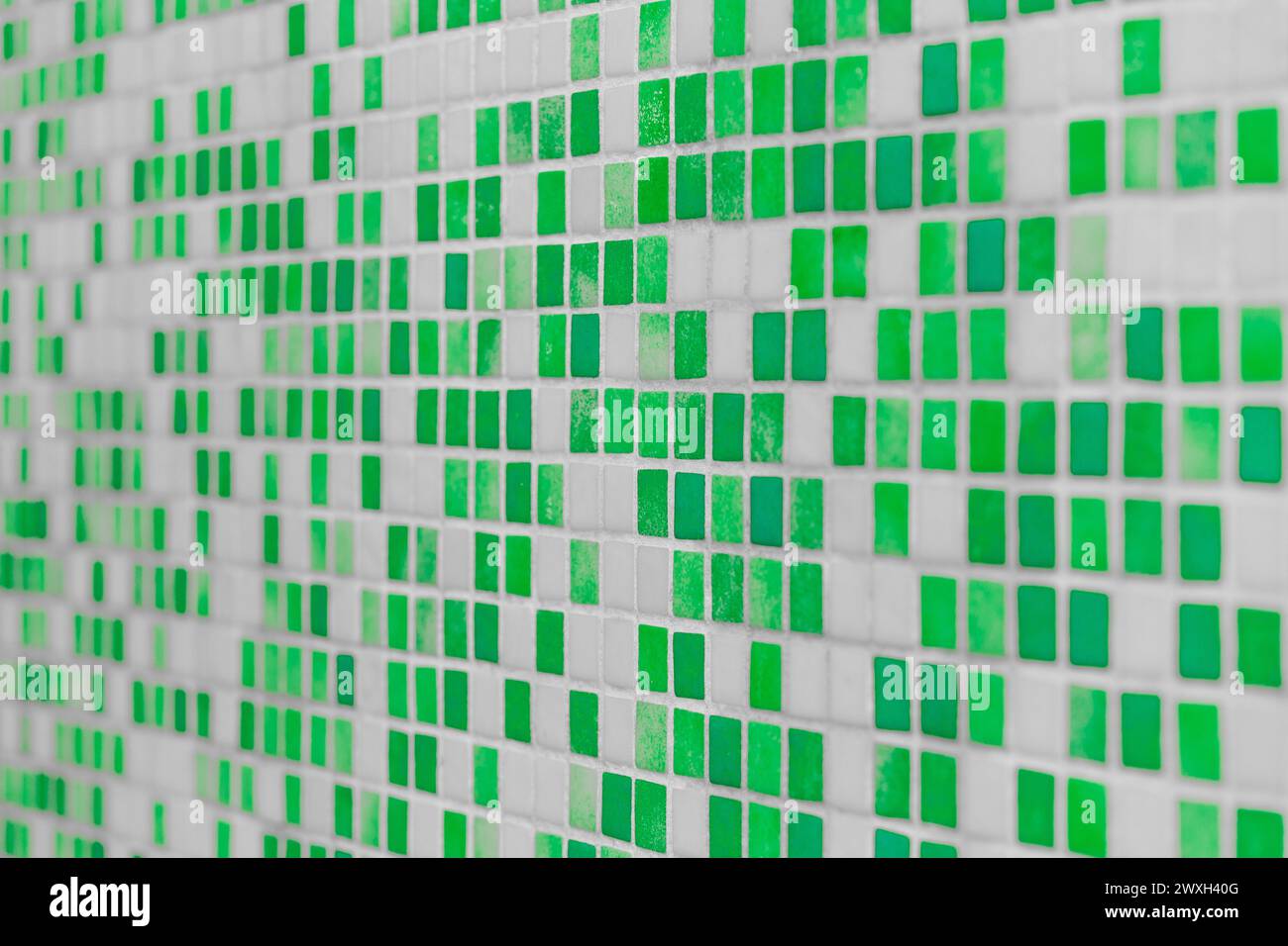 Ceramic Green White Mosaic Tile Square Wall Texture Background Bathroom ...