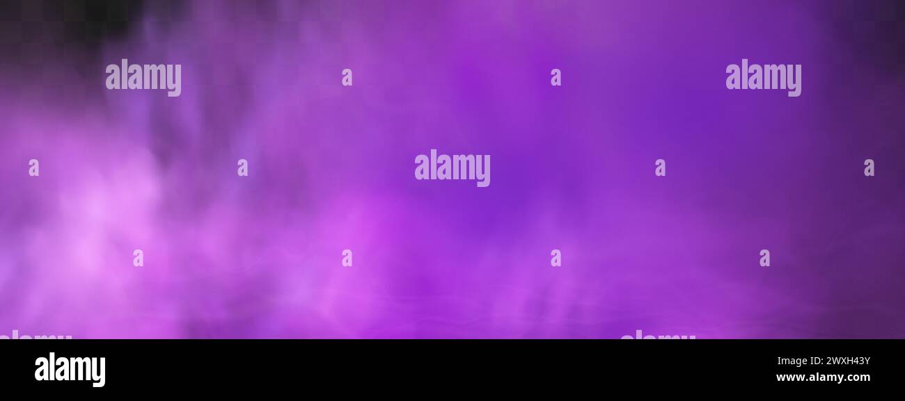 Realistic neon magic mist steam on a transparent dark background.Scary ...