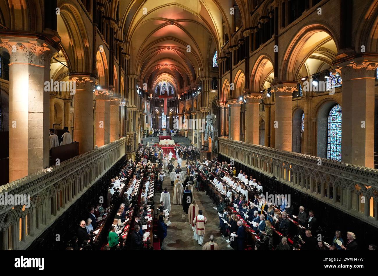 The Easter Sung Eucharist at Canterbury Cathedral in Kent. Picture date ...