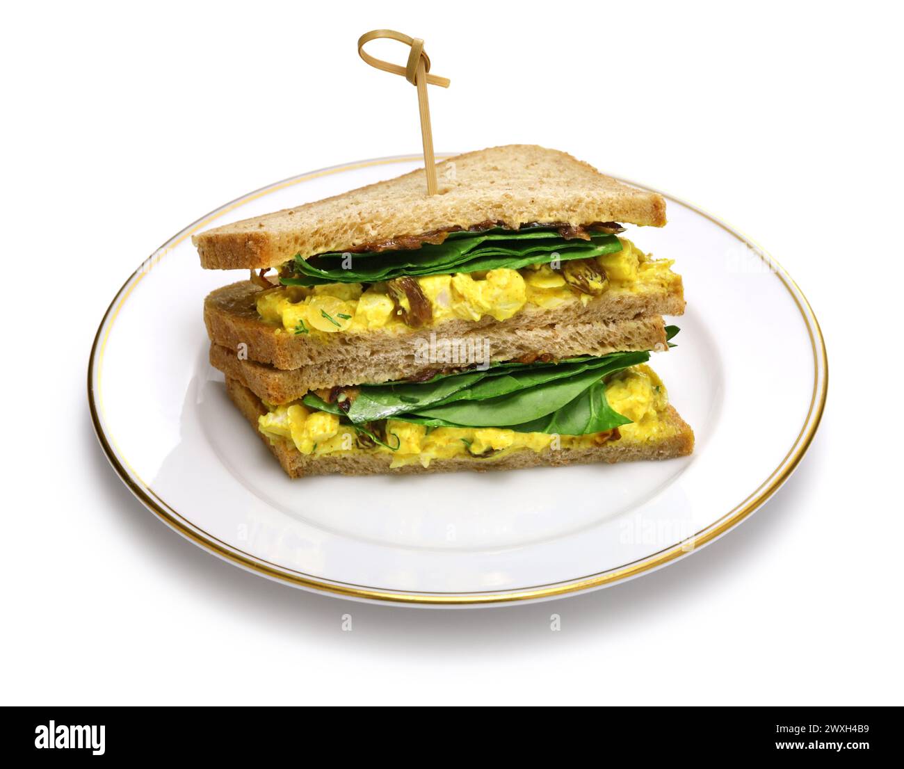 homemade coronation chicken sandwich, British cuisine isolated on a ...