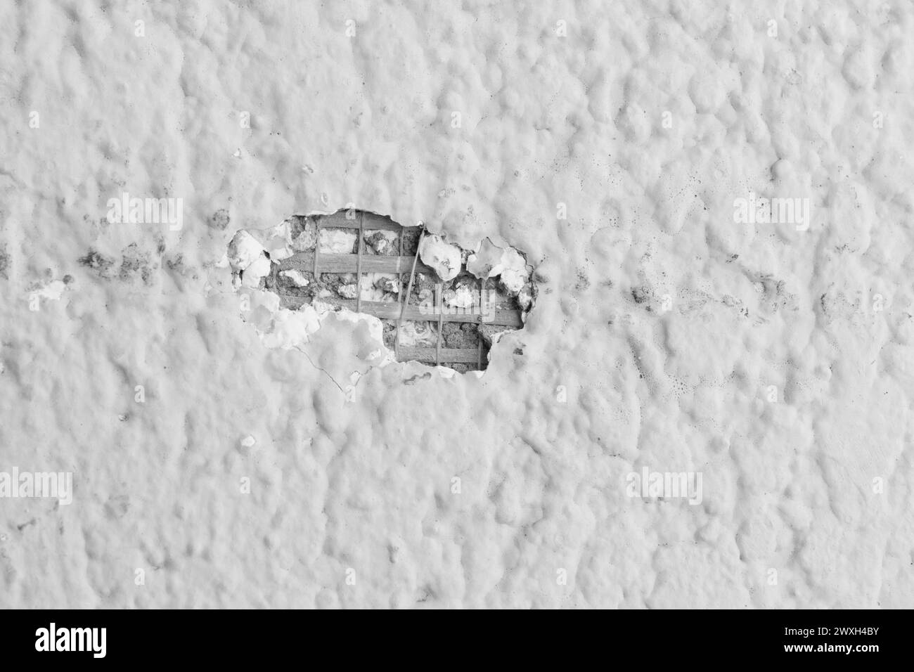 Broken wall hole surface white construction texture object detail ...