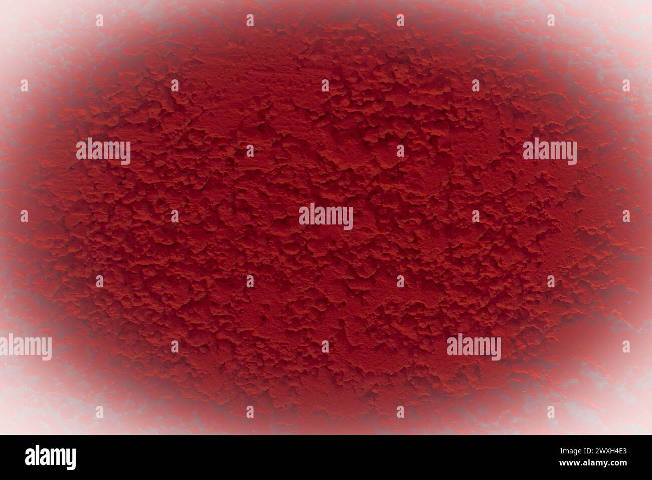 White vignette abstract design red paint on plaster wall texture ...