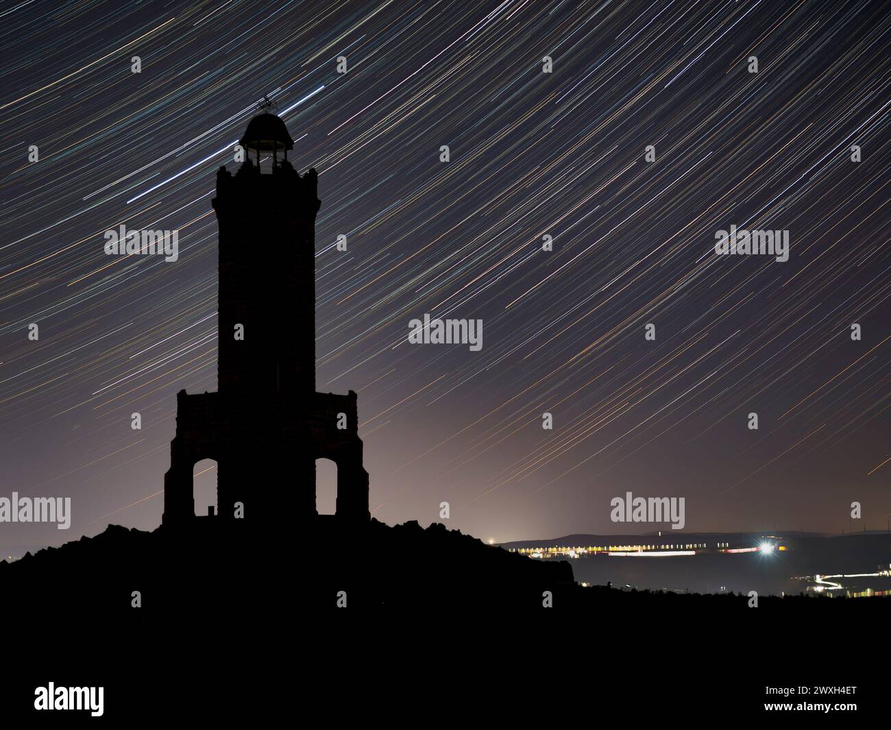 Night Sky / Star Trails over Darwen Tower, Lancashire Stock Photo - Alamy