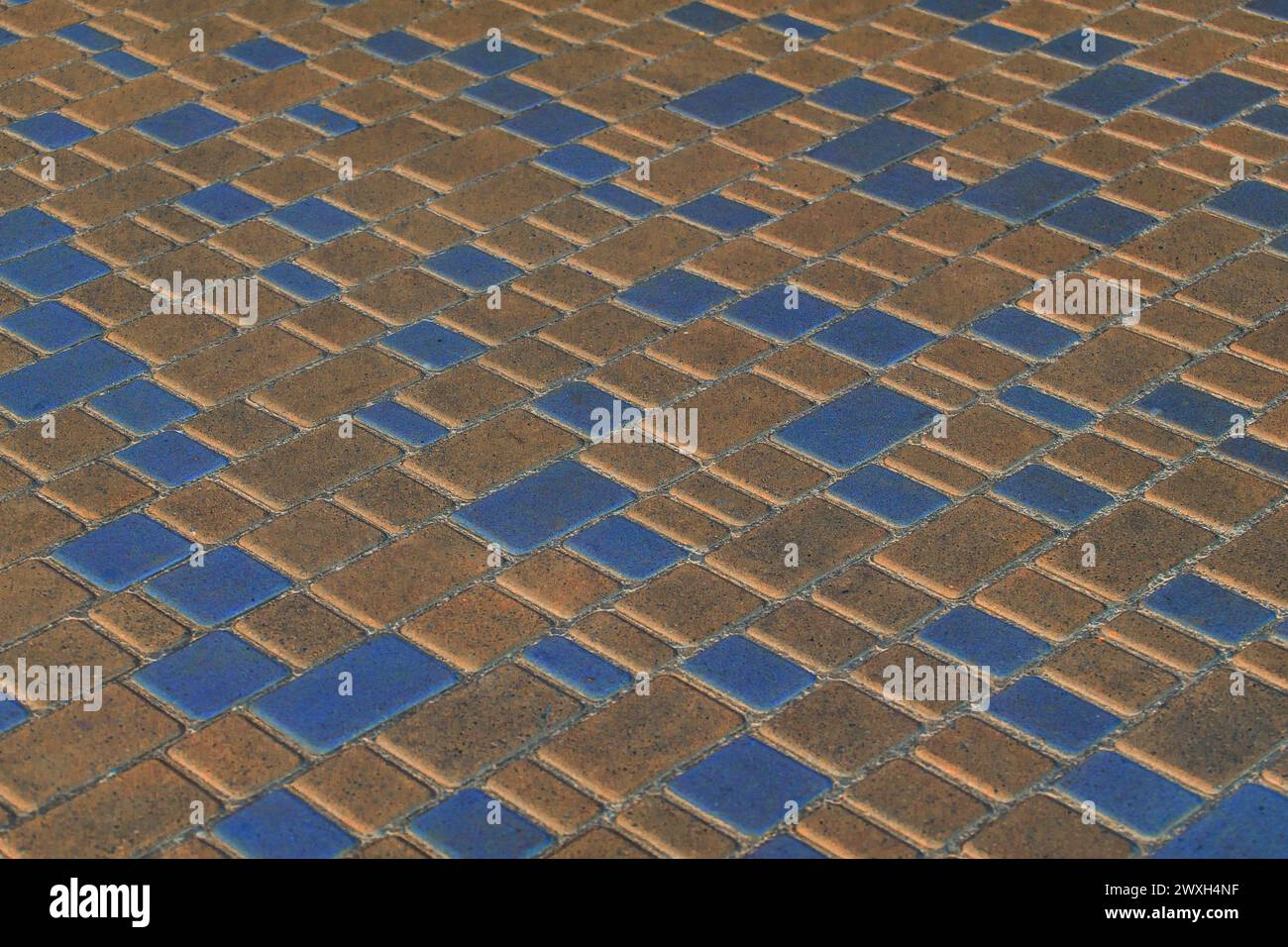 Blue Brown Color Diagonal Pattern Lines Stripes Paving Stone Floor ...