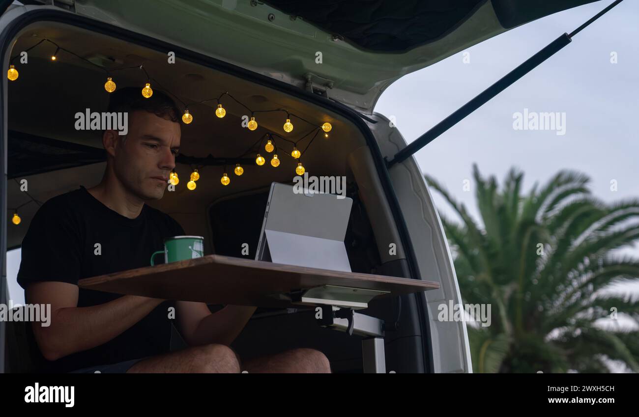 Van life work setup hi-res stock photography and images - Alamy