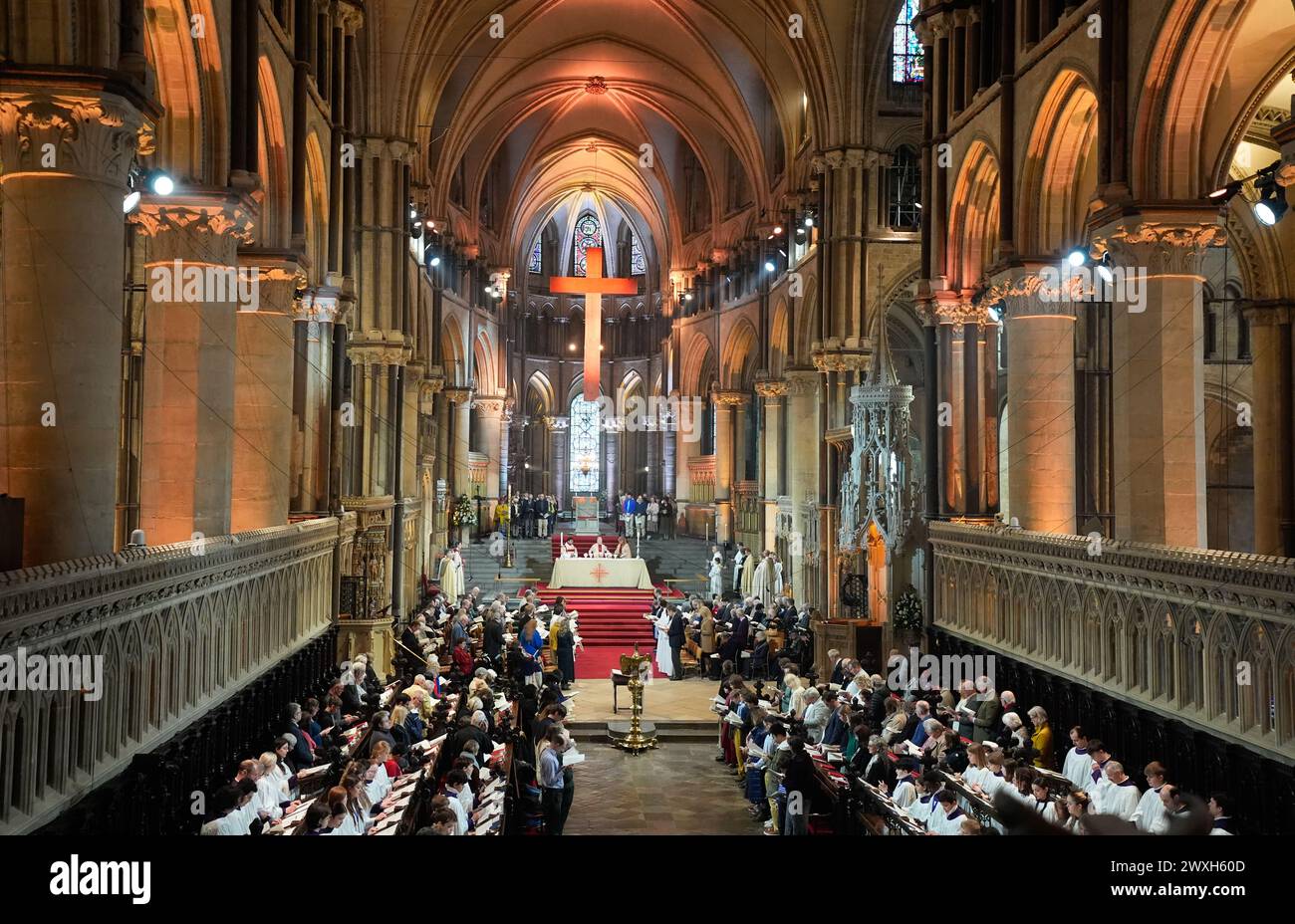 The Easter Sung Eucharist at Canterbury Cathedral in Kent. Picture date ...
