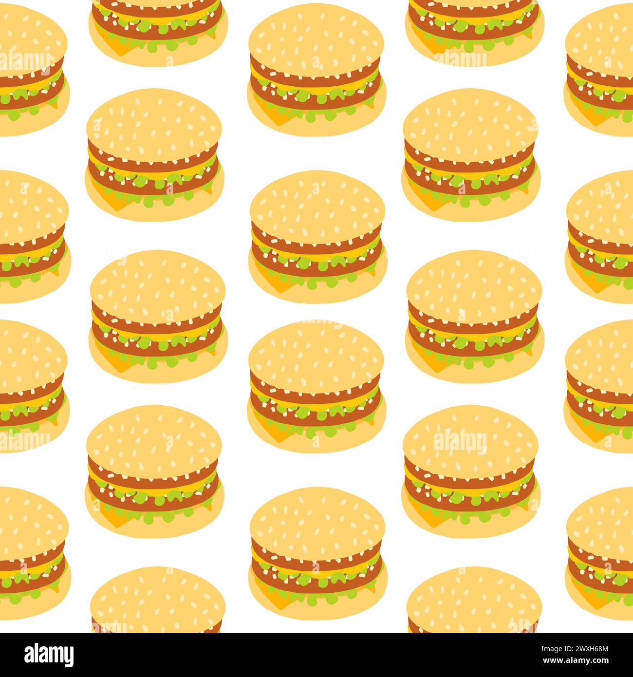 Delicious big burger with two cutlets and lettuce leaf vector ...