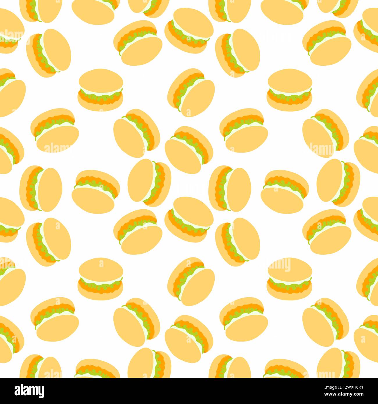 Tasty chicken burger vector illustration. Seamless pattern in cartoon ...