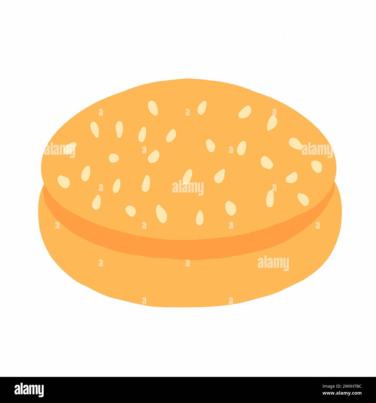Burger toasted bun with sesame icon in cartoon flat style. Vector ...