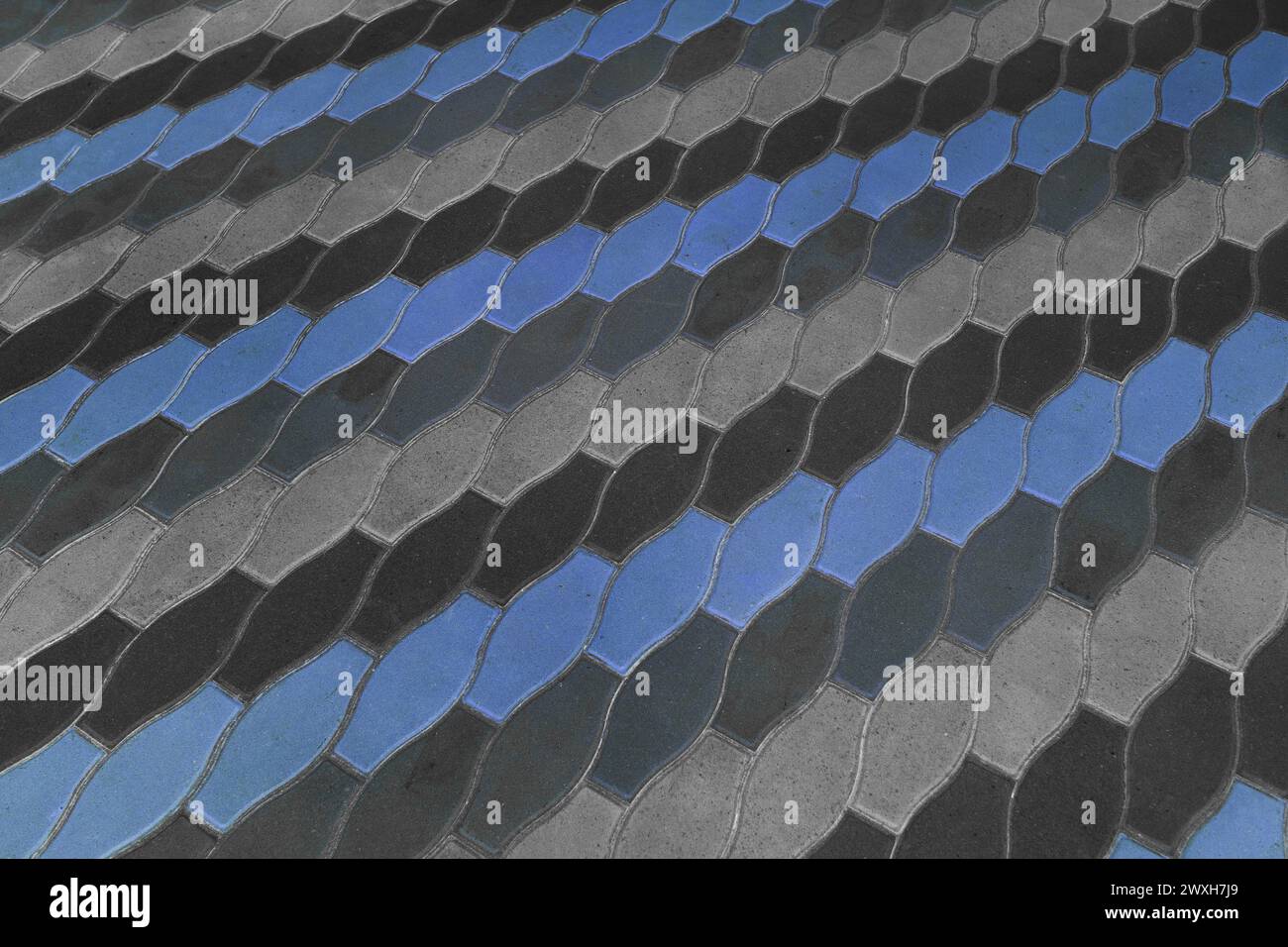 Blue Grey Color Diagonal Pattern Lines Stripes Paving Stone Floor ...