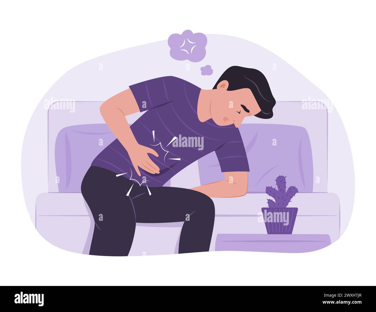Man Suffering from Stomachache for Abdominal Pain Concept Illustration ...