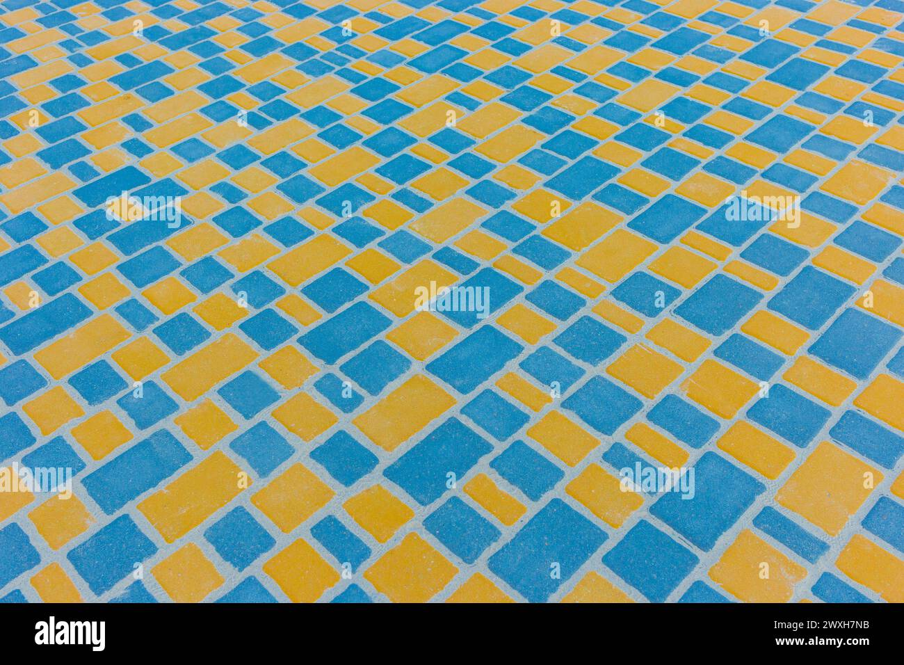 Blue Yellow Bright Color Diagonal Pattern Lines Stripes Paving Stone ...